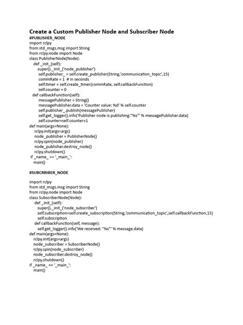 Create A Custom Publisher Node And Subscriber Node Pdf