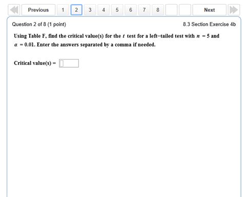 Solved Using Table F Find The Critical Value S For The T Chegg