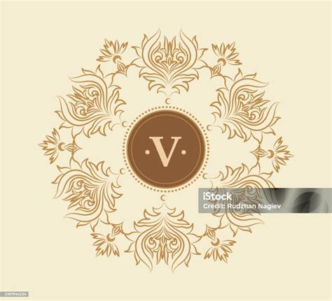 럭셔리 로고 컨셉 미학과 우아함 왕족과 문장의 상징 군주제와 고대 왕국 중세 스타일의 테두리 평면 벡터 일러스트 레이 션 0명에 대한 스톡 벡터 아트 및 기타 이미지