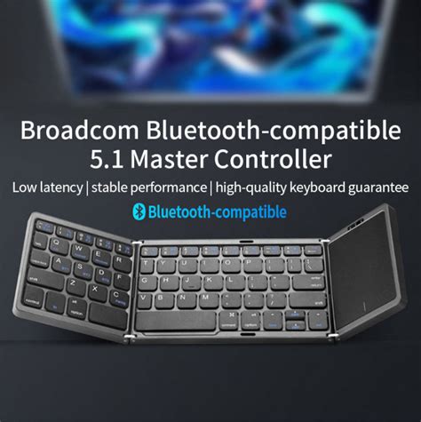 Foldable Wireless Keyboard Ultra Slim Touchpad Bluetooth Keyboard Rechargeable Folding Keyboard