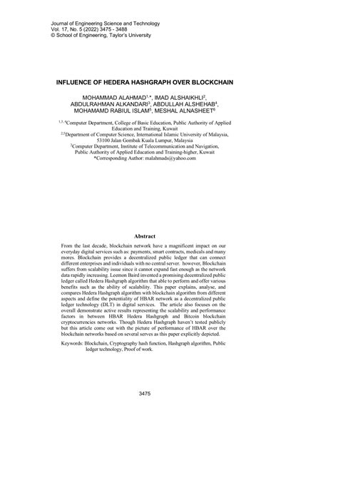 Pdf Influence Of Hedera Hashgraph Over Blockchain