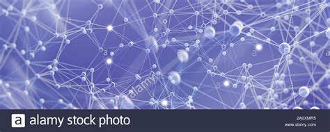 Abstract Science Molecular Structure Background White Spheres Network On Blue Background 3d