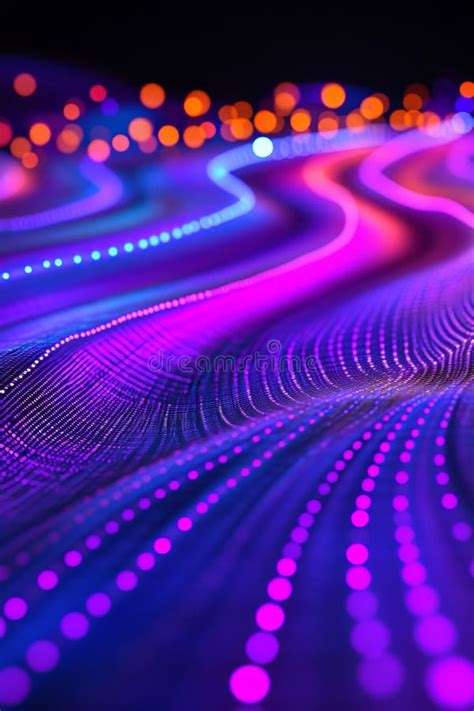Cyber Stream Digital Data Flow With Vibrant Neon Dynamic Light Trail For Futuristic Tech Stock