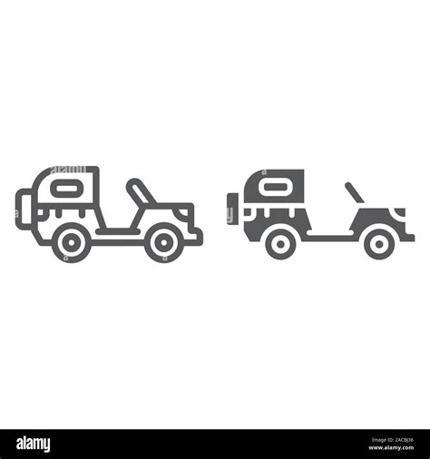 Army Vehicle Line And Glyph Icon Army And Transport Military Car Sign Vector Graphics A