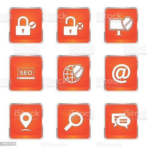 Seo 인터넷 팻말 스퀘어 벡터 오랑주 아이콘크기 디자인식 설정 3 2015년에 대한 스톡 벡터 아트 및 기타 이미지 2015년 검색 검색 엔진 Istock