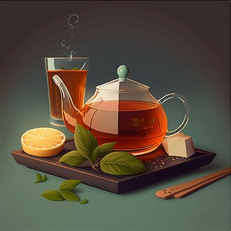 신선한 차 한 잔 벡터 일러스트 프리미엄 벡터