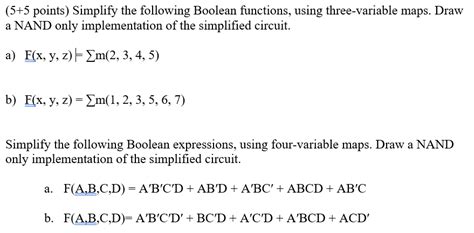 Solved 55 Points Simplify The Following Boolean