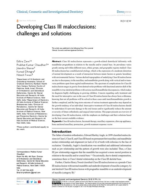 Clinical Journal Developing Class Iii Pdf Dentistry Branches Dentistry