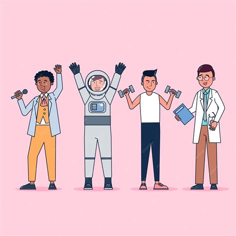 큰 집합의 컬렉션은 전문 유니폼 평면 그림을 입고 다양한 직업이나 직업 사람들을 격리합니다 무료 벡터