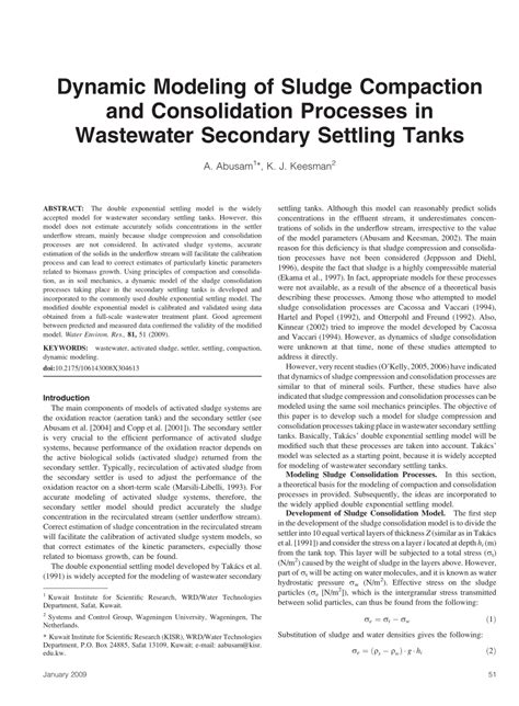 Pdf Dynamic Modeling Of Sludge Compaction And Consolidation Processes