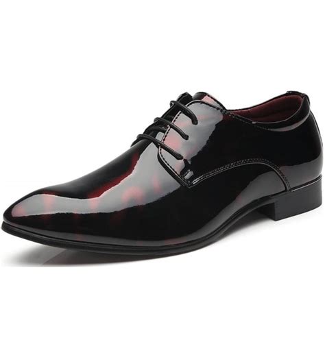 Mens Patent Leather Shoes Wingtip Lace Up Tuxedo Dress Shoes Floral Derby Shoes Red Cj184wk770s