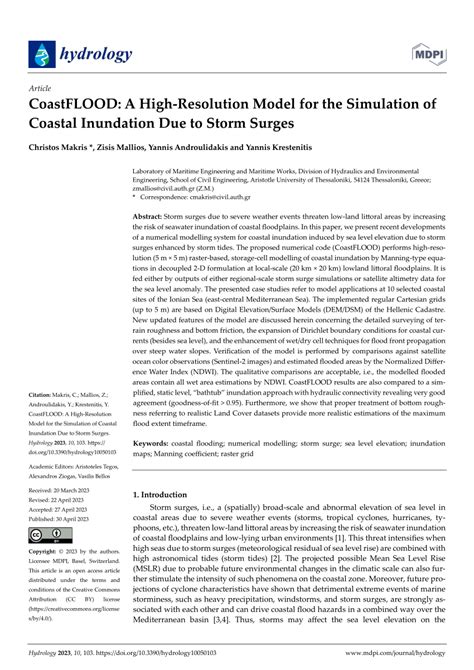 Pdf Coastflood A High Resolution Model For The Simulation Of Coastal Inundation Due To Storm