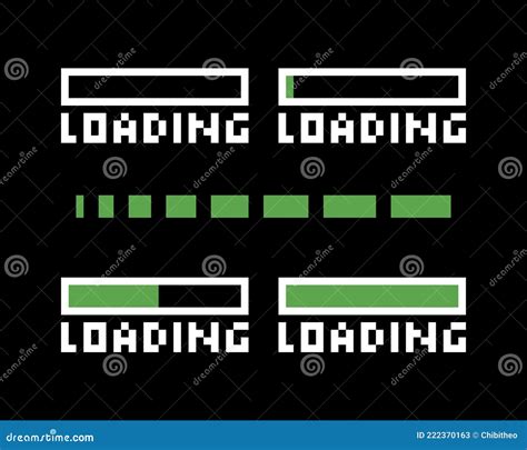 Pixel Art 8 Bit Loading Bars Set Isolated Vector Illustration 195804738