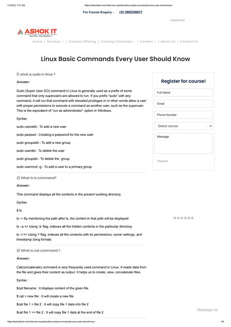 Linux Basic Commands Every User Should Know For Course Enquiry ฀ 91 9985396677 ฀ Dashboard