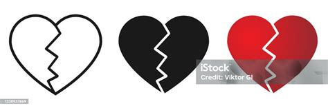 검은 색과 빨간색 깨진 하트 모양의 기호 세트 웹 사이트 스티커 러브 로고 및 발렌타인 데이를 위한 벡터 하트 아이콘 컬렉션 깨짐에 대한 스톡 벡터 아트 및 기타 이미지