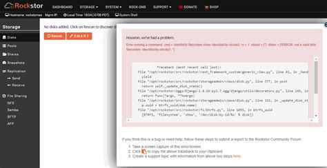 Error When Scanning Disk Support Rockstor Community Forum