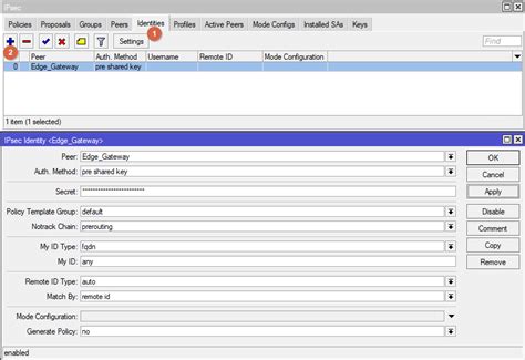 Site To Site Ipsec Policy Based Vpn Between Edge Gateway And Mikrotik