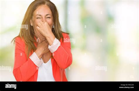 Beautiful Middle Age Business Adult Woman Over Isolated Background
