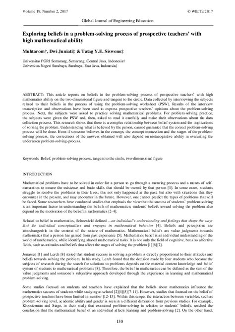 Pdf Exploring Beliefs In A Problem Solving Process Of Prospective Teachers With High