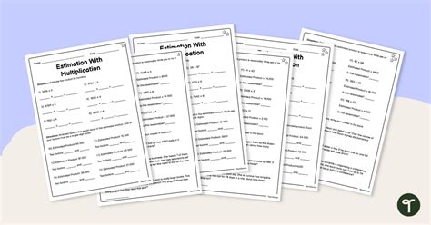 Estimation With Multiplication Differentiated Worksheets Teach