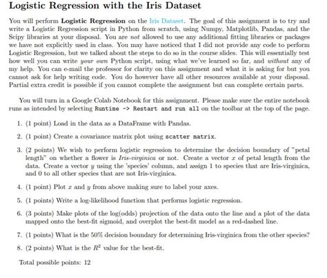 logistic regression with the iris dataset you will