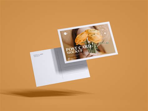 Floating Post Card Free Mockup — Free Mockup World