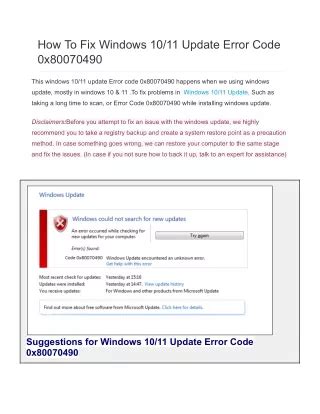 PPT How To Fix Windows Update Error Code 0x8007371b PowerPoint