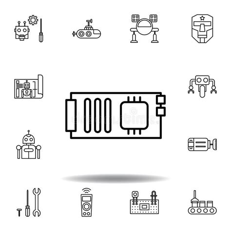 Robotics Mainboard Outline Icon Set Of Robotics Illustration Icons