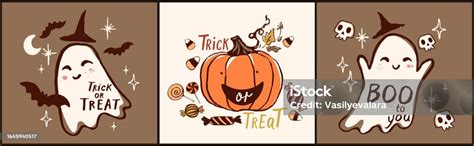 할로윈 파티 초대장 포스터 디자인 또는 인사말 카드의 벡터 세트입니다 가장 귀여운 호박 고양이 마녀 모자 두개골 단풍 세트 10월에 대한 스톡 벡터 아트 및 기타 이미지