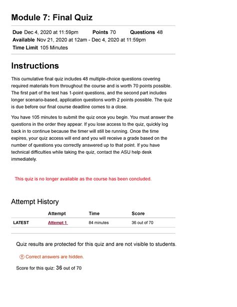 Module 7 Final Quiz SOC 352 Social Change 2020 Fall B Module 7 Final Quiz Due Dec 4 2020