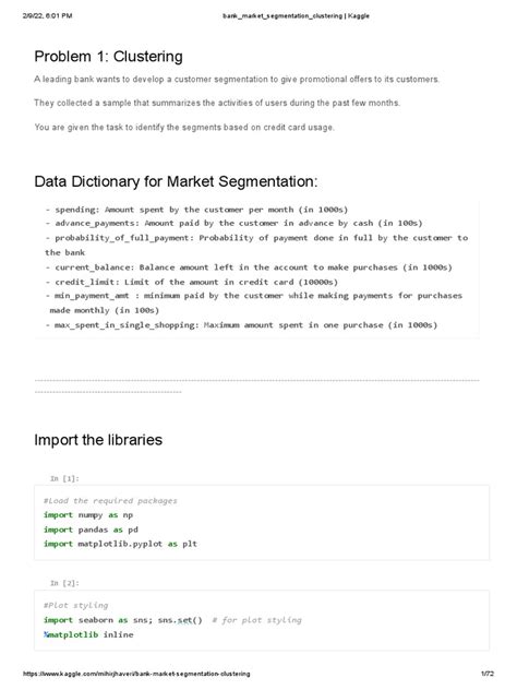 Bank Market Segmentation Clustering Kaggle Pdf