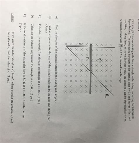 Solved Two Straight Fixed Conducting Rails Form A Triangle Chegg Com