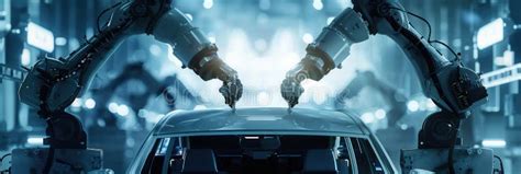 Robotic Arms Meticulously Perform Precise Assembly Tasks On A Vehicle In A High Tech Automotive