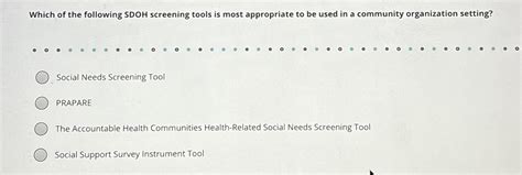Which Of The Following Sdoh Screening Tools Is Most Which Of The Following Sdoh Screening Tools Is Most