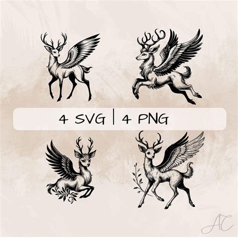 Peryton Svg Bundle Floral Peryton Png Flying Peryton Clipart Hand