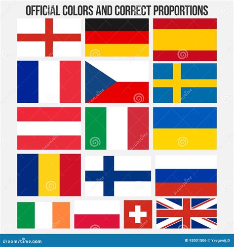 Flags Of Countries With Official Colors And Correct Proportions Vector