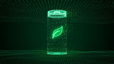 에코 리프 기호로 재충전되는 리튬 이온 배터리 환경을 위한 깨끗하고 재생 가능한 녹색 혁신 순 제로 배출 에너지 저장 기술 배경