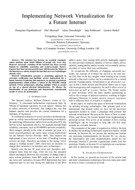 Pdf Network Virtualization For Internet Evolution