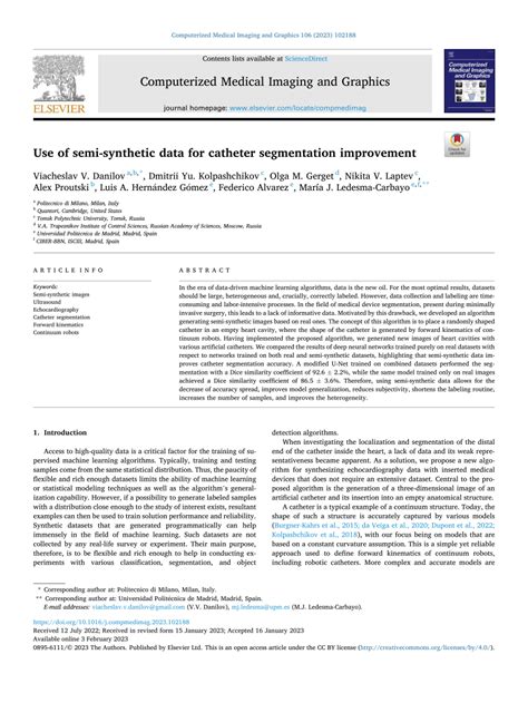 Pdf Use Of Semi Synthetic Data For Catheter Segmentation Improvement