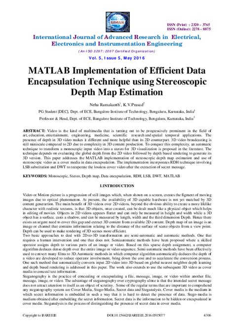 Pdf Matlab Implementation Of Efficient Data Encapsulation Technique Using Stereoscopic Depth