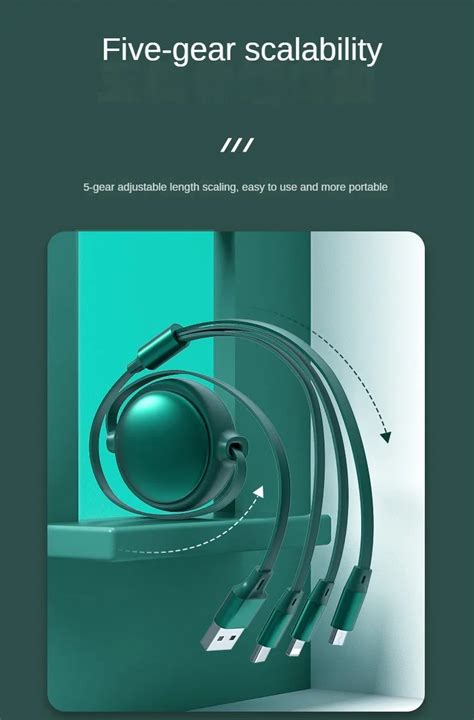 Multifuncnew Design In Usb Cable Fast Quick Charging Data Cable Telescopic Charger Cable