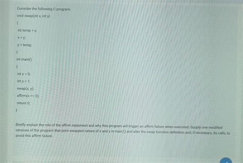 solved consider the following c program void swap int x