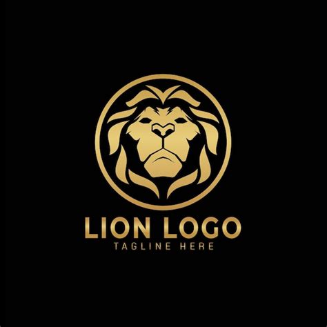 럭셔리 라이온 헤드 로고 디자인 일러스트 프리미엄 벡터