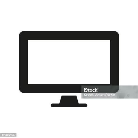 모니터 화면 표시 컴퓨터 모니터 실루엣 아이콘입니다 Pc 와이드 스크린 데스크탑 글리프 픽토그램 디지털 Lcd 기술 기호가 있는
