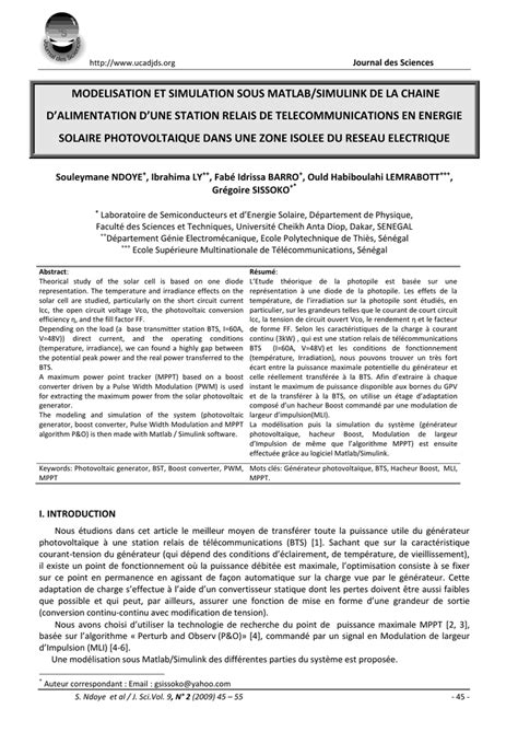 modelisation et simulation sous matlab simulink de la