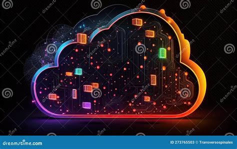Cloud Compution On Data Server Cloud Technology Stock Illustration