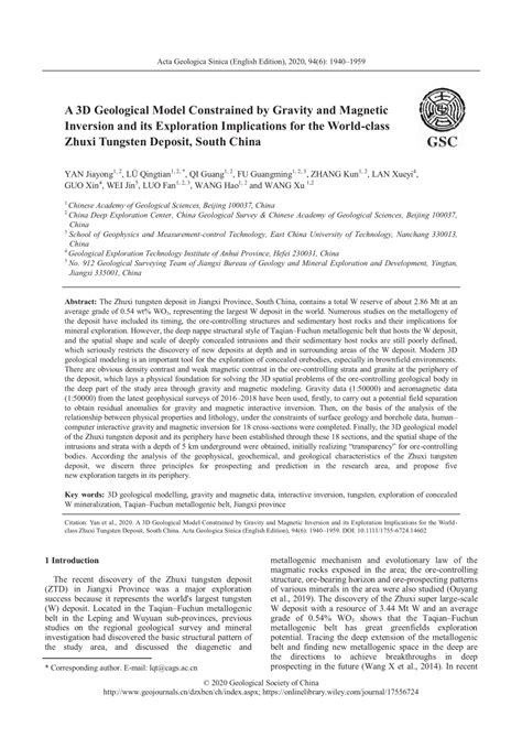 Pdf A 3d Geological Model Constrained By Gravity And Magnetic