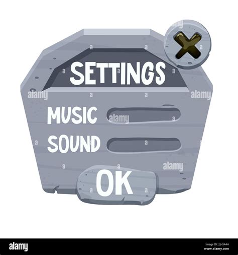 Stone Game Menu Template Textured Comic In Cartoon Style Isolated On