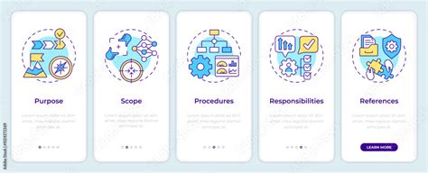 Sop Key Components Onboarding Mobile App Screen Walkthrough 5 Steps Editable Graphic