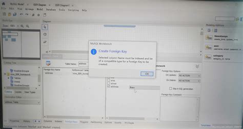 Mysql Workbench添加外键到eer时出现selected Column Address Must Be Indexed And Be Of A Compatible Type